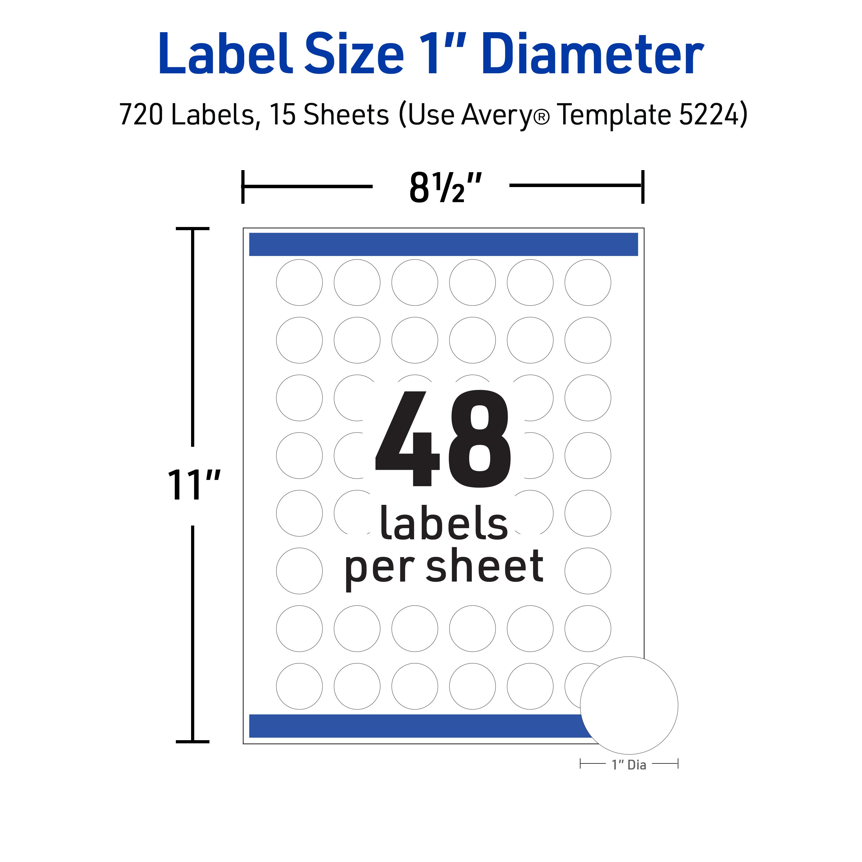TrueBlock® Round Labels, 1", Matte White 5224 | Avery
