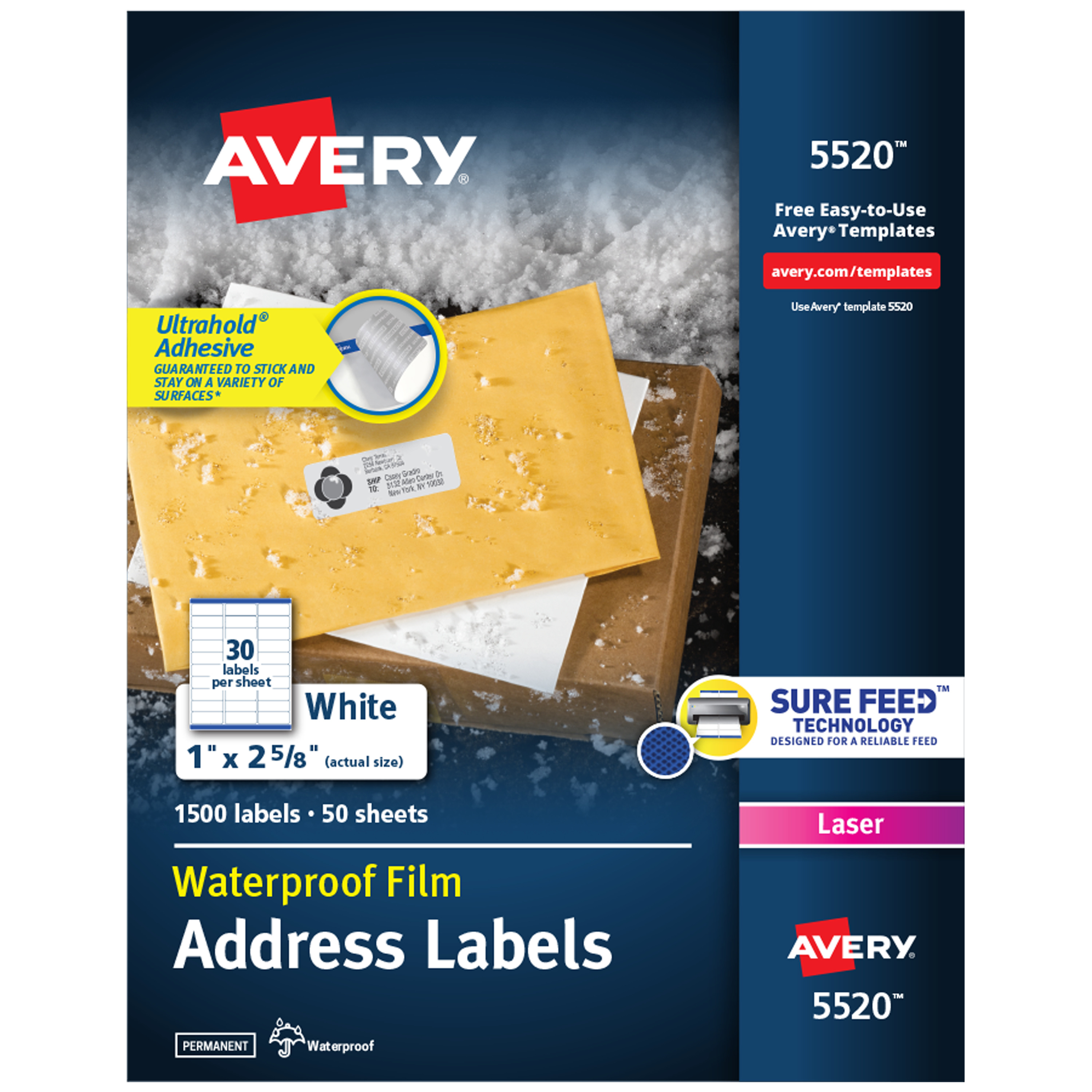Waterproof Labels with Ultrahold® Permanent Adhesive, Sure Feed ...