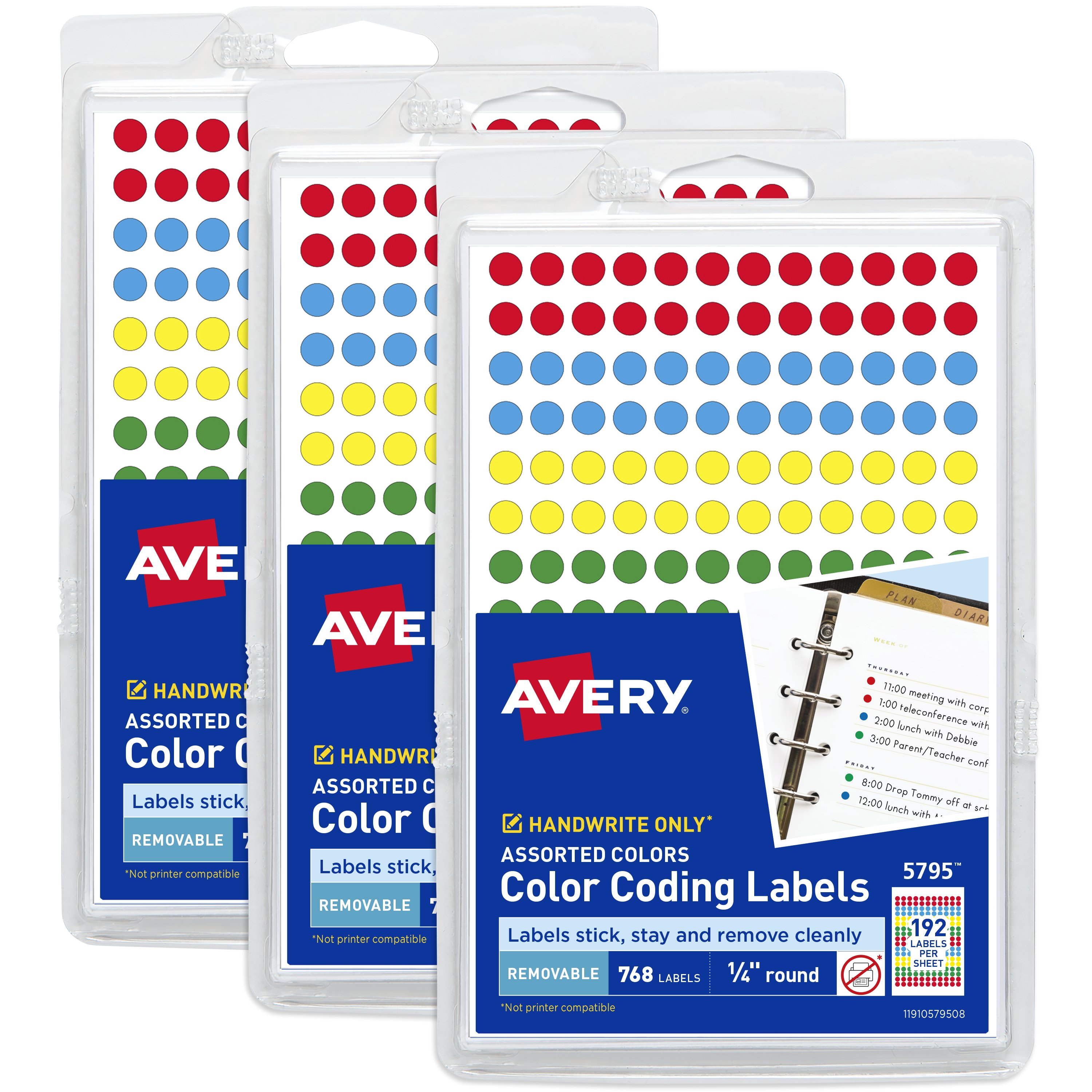 Avery® Color-Coding Removable Labels, 1/4" Diameter, Assorted Colors ...