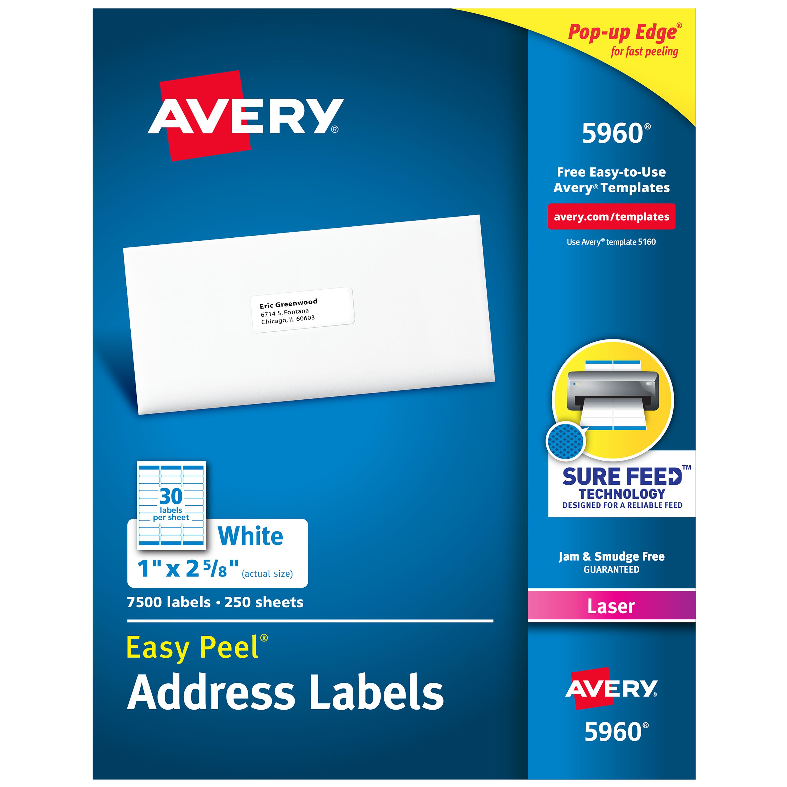 Avery Easy Peel Address Labels 1" x 2-5/8"500 Labels (5960) | Avery.com