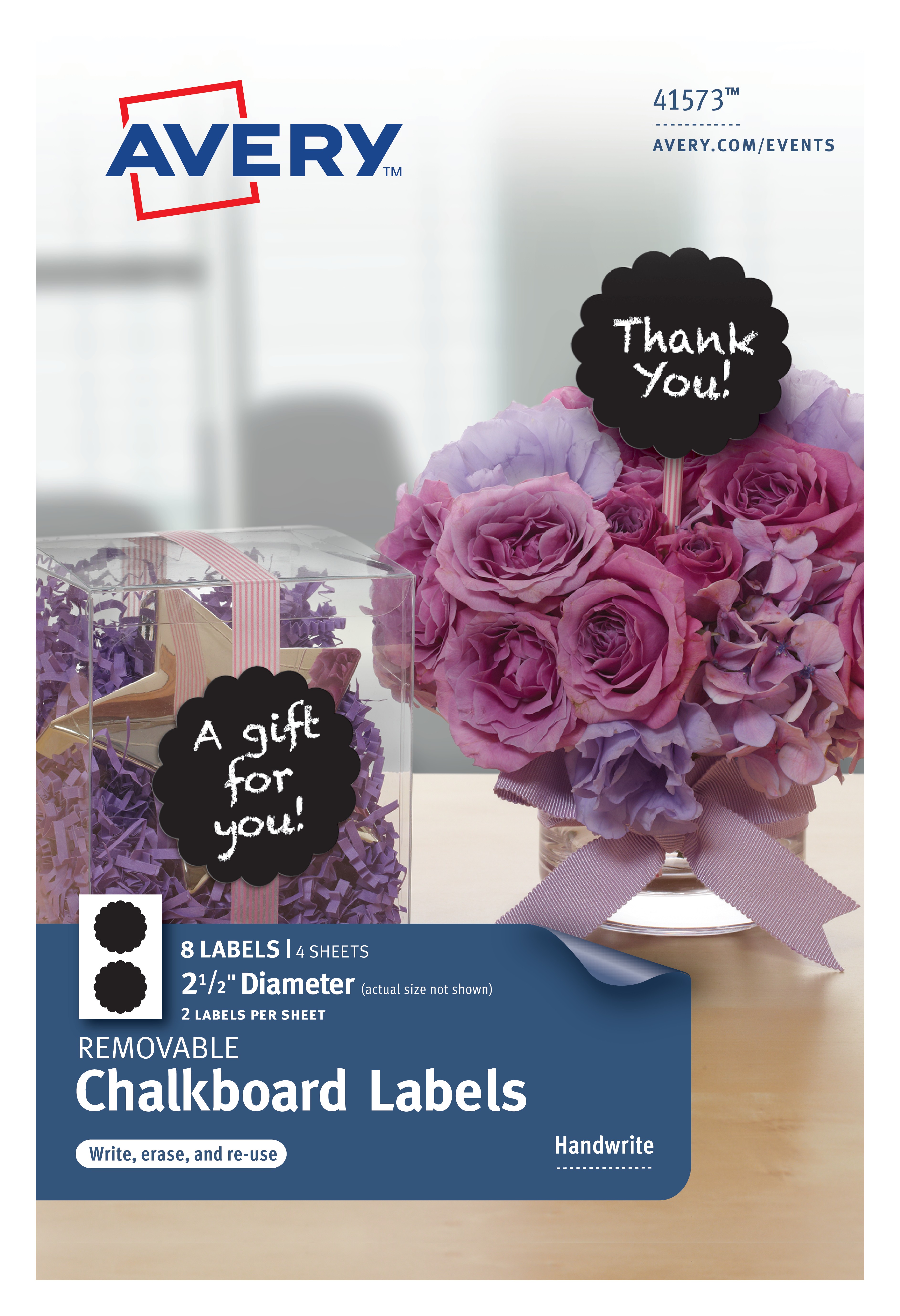 Avery Removable Chalkboard Labels Black 2-1/2" Diameter, 8 Labels ...