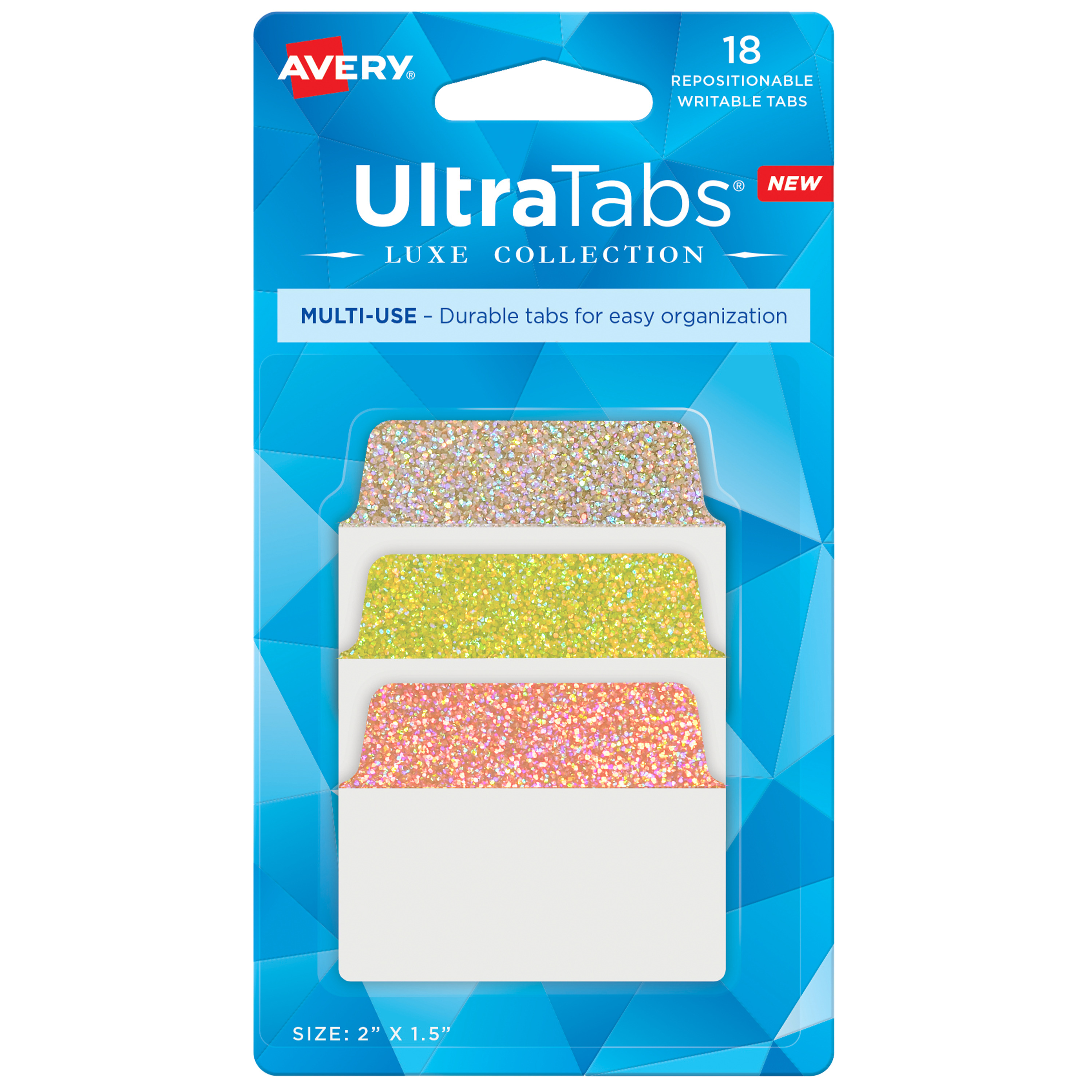 Avery Ultra Tabs® Luxe Multi-Use Tabs, Assorted Holo Glitter Designs, 18 Tabs (74148) | Avery.com