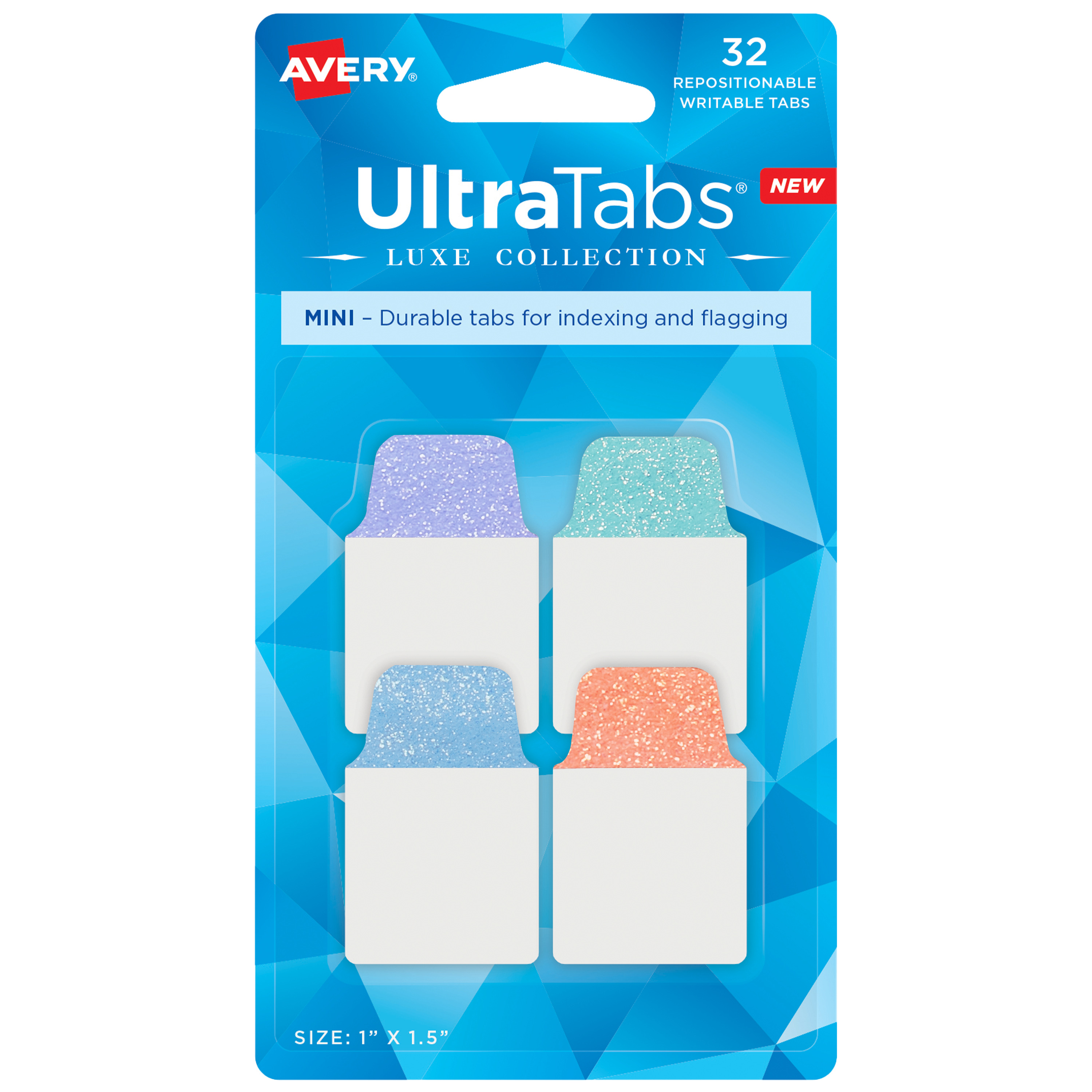Avery Ultra Tabs® Luxe Mini Tabs, Assorted Glitter Designs, 32 Tabs (74149) | Avery.com