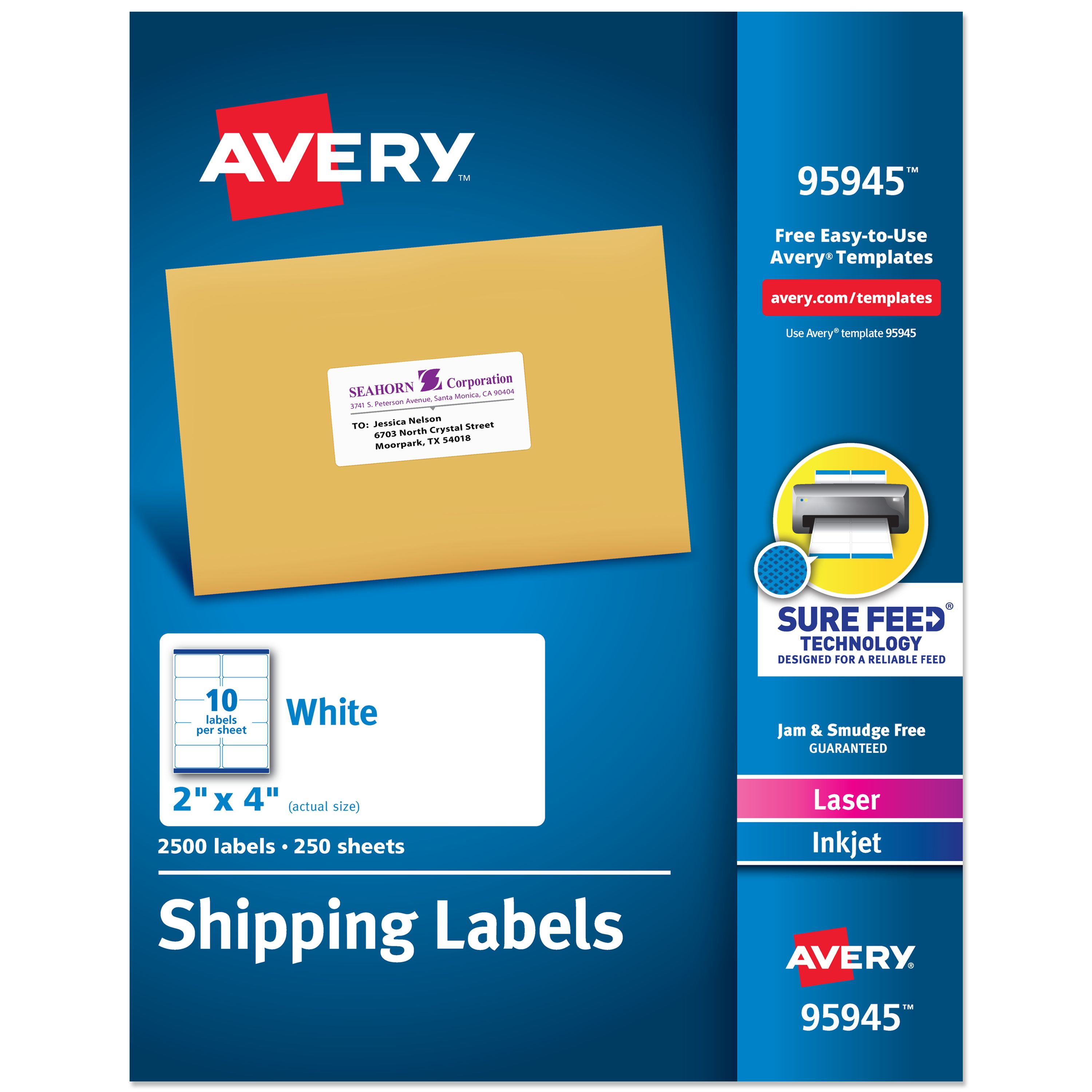 Avery Shipping Labels 2" x 4", 2,500 Labels (95945) | Avery.com