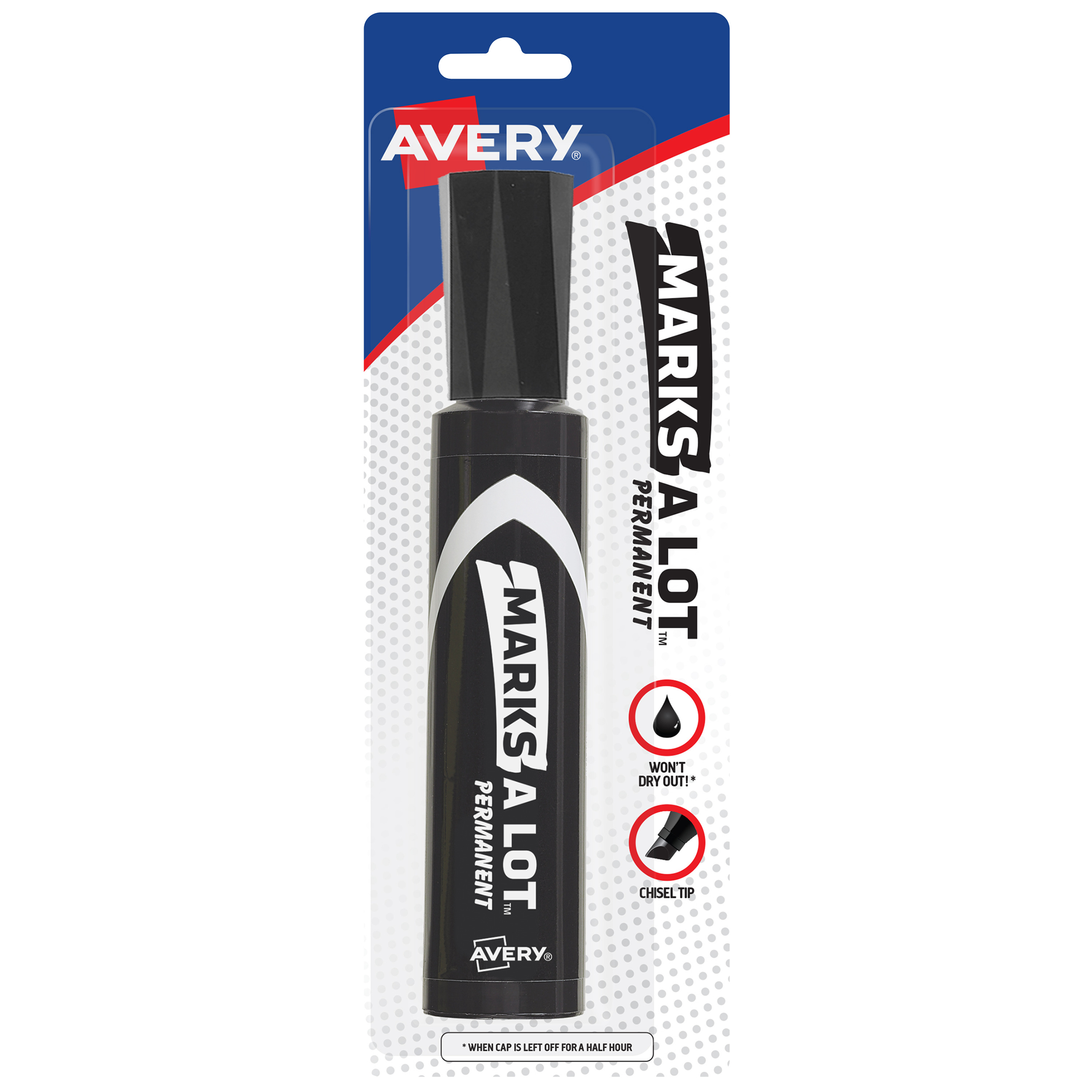 Marks-A-Lot Permanent Marker, Jumbo Desk-Style Size, Chisel Tip, 1 Black Marker (24138) | Avery.com