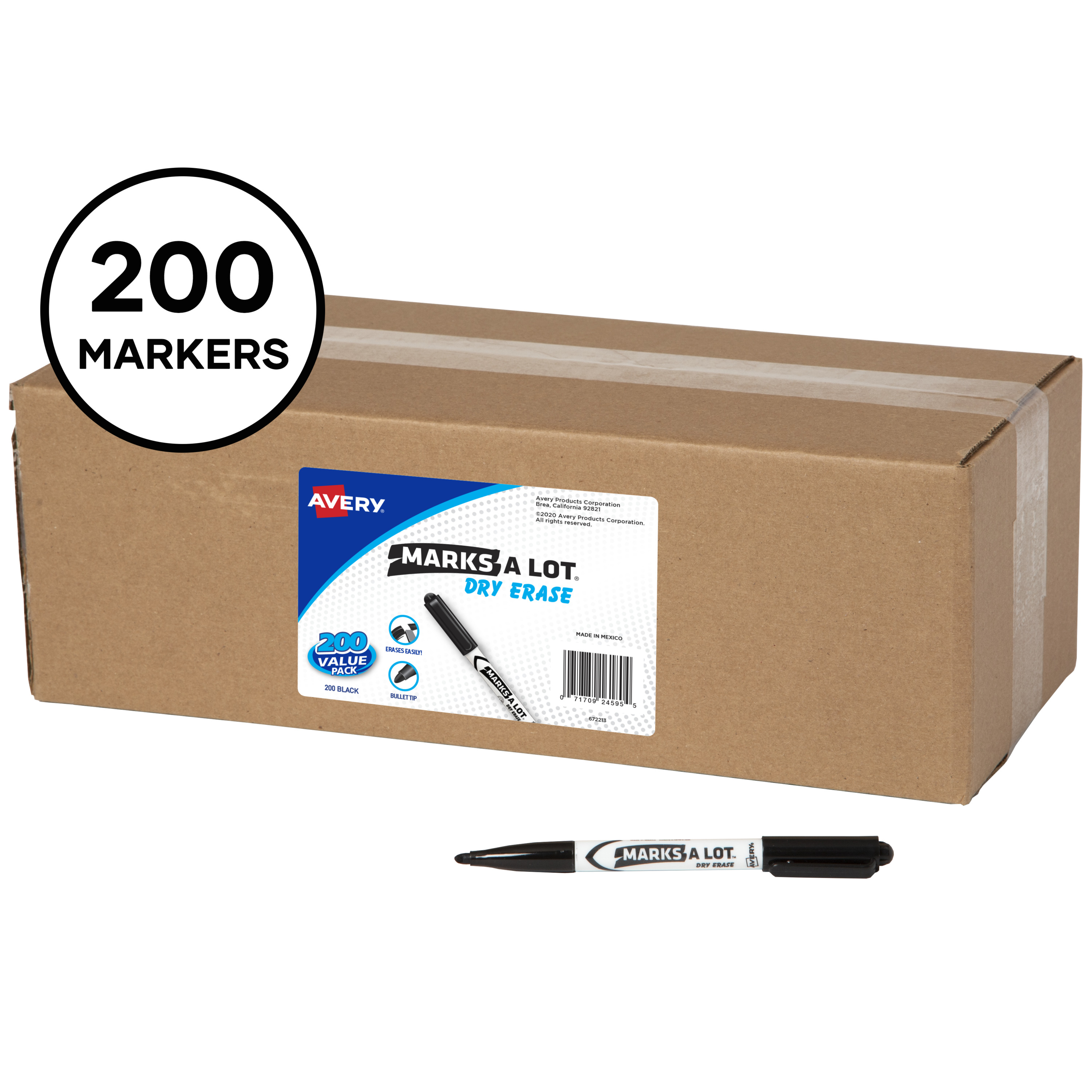 Avery® Marks A Lot Value Pack Dry Erase Markers, Pen Style, Bullet Tip ...
