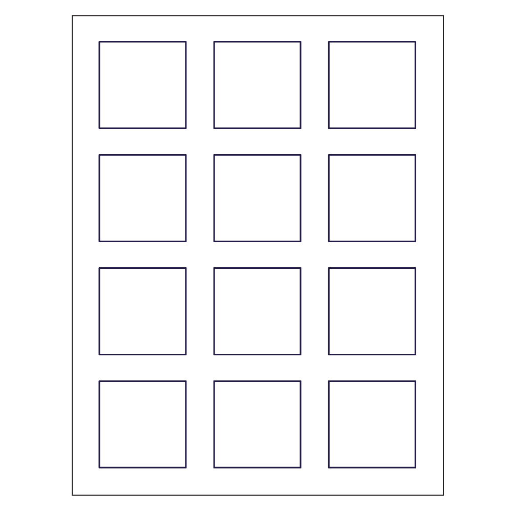 Template for Avery 22853 Print-to-the-Edge Square Labels 2" x 2 ...