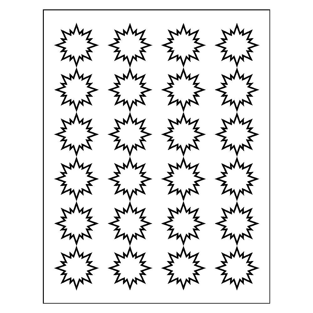 Template for Avery 5994 High Visibility Burst Labels 1-1/2" diameter ...