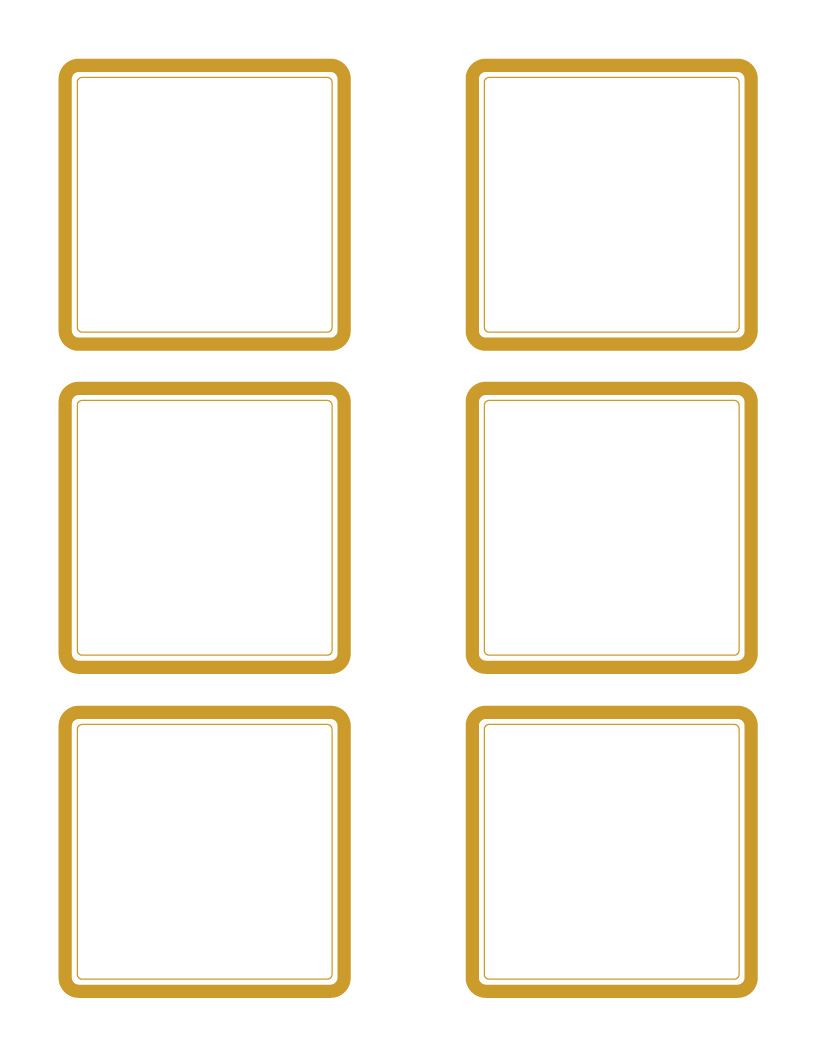Labels with Gold Borders, 3" x 3" Template